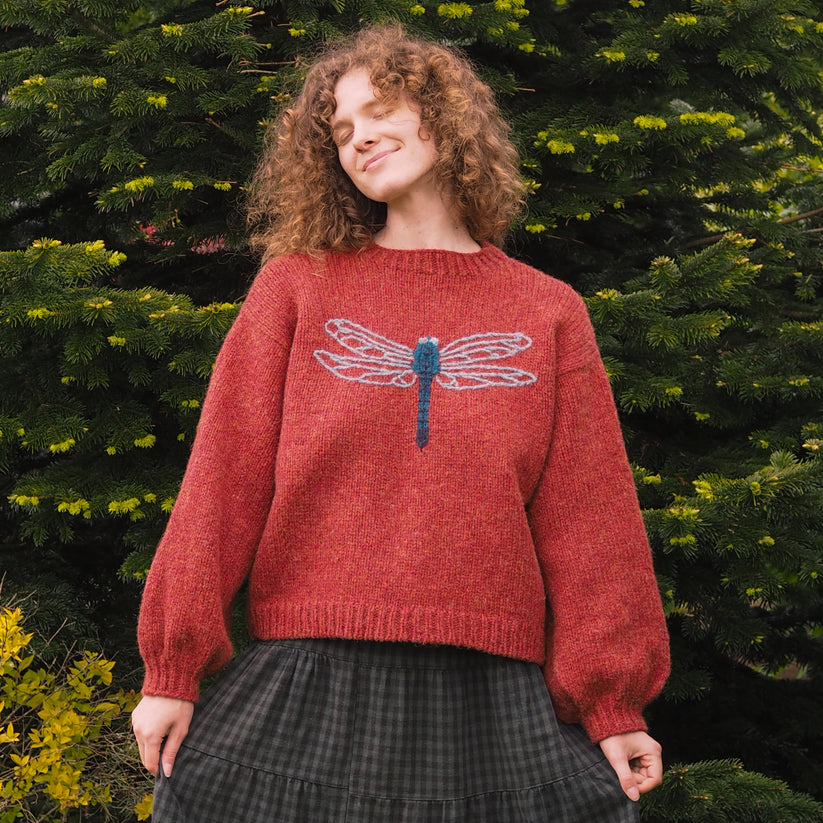 Blue Dasher Dragonfly Jumper – Lillian Greenough Knitwear